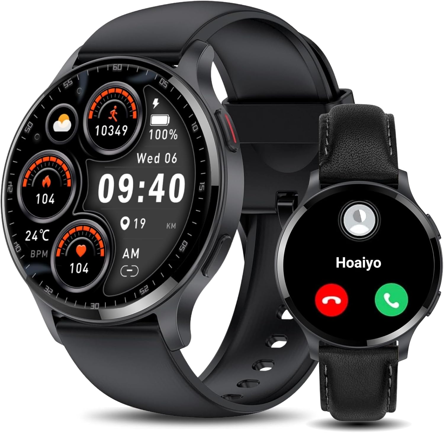 HOAIYO Men's Smartwatch with Bluetooth Calls Android and iOS, 1.5 Inch ...