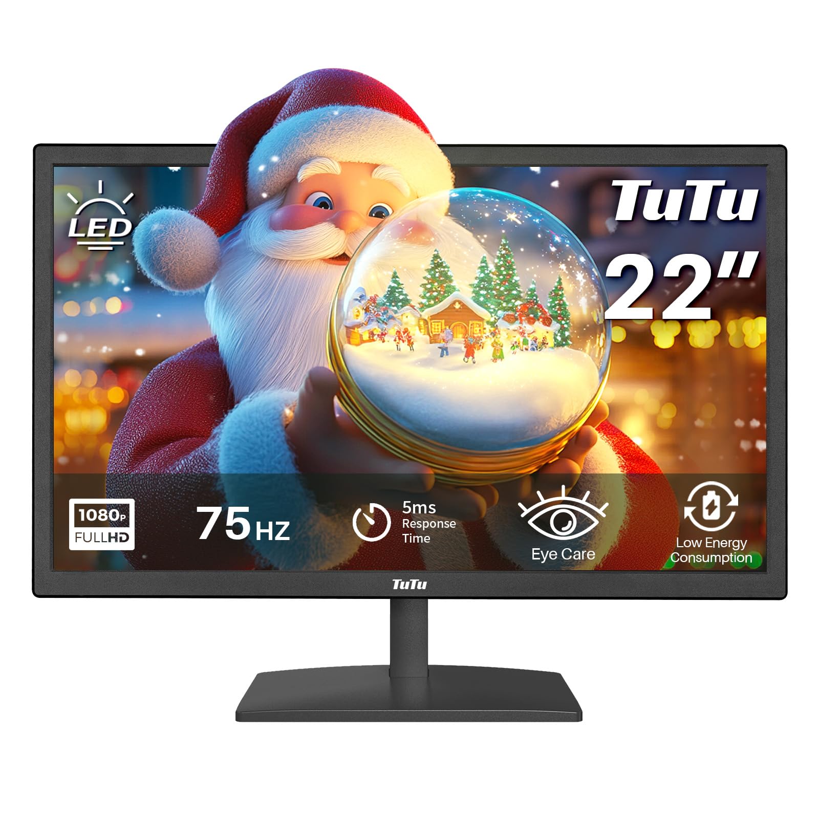 TuTu 21,5 Zoll LED Monitor Full HD 75HZ 5ms Eye Care Flimmerfrei ...