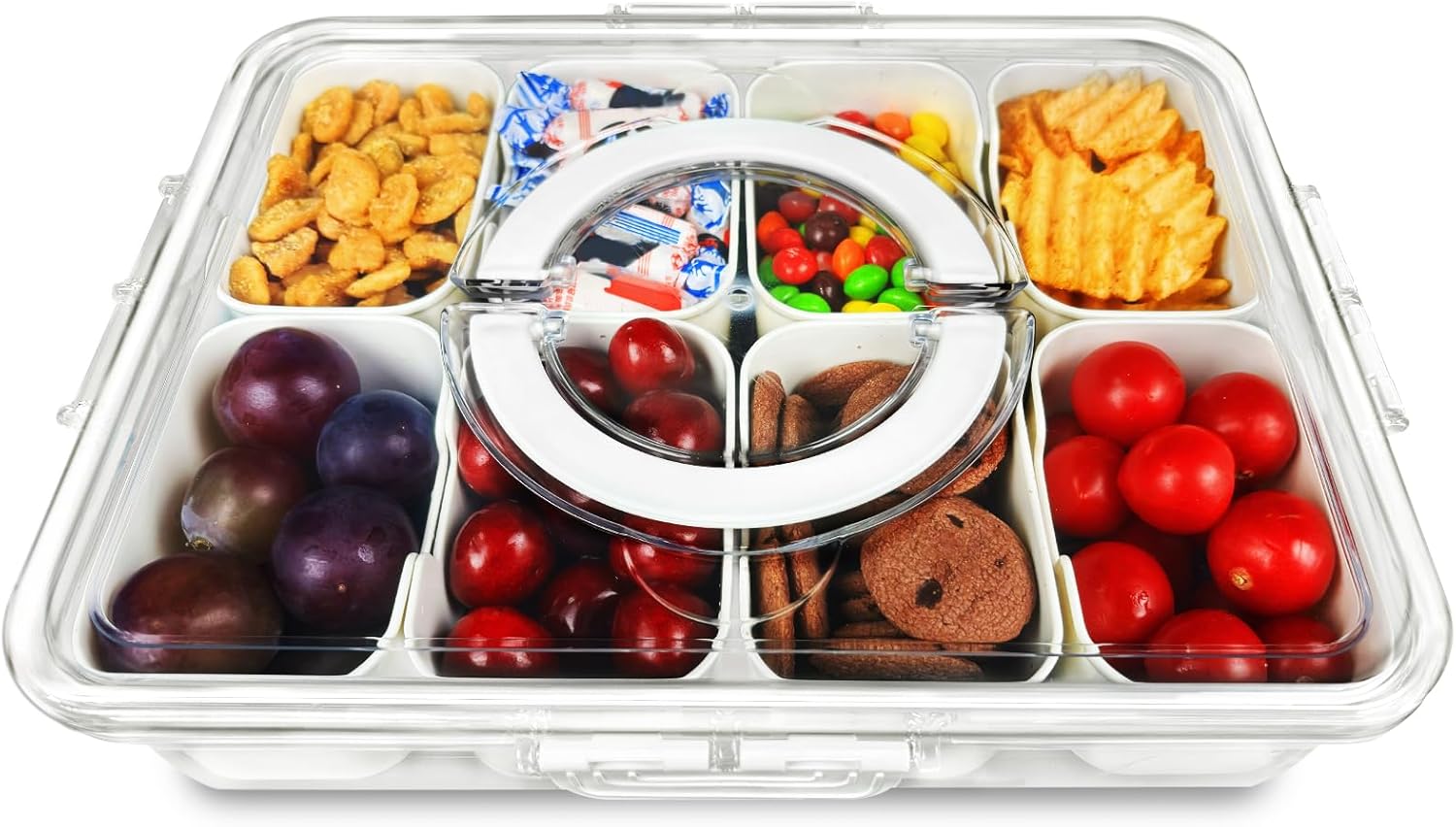 Amazon.com: Lunarsof Divided Serving Tray with Lid and Handle, Snackle ...