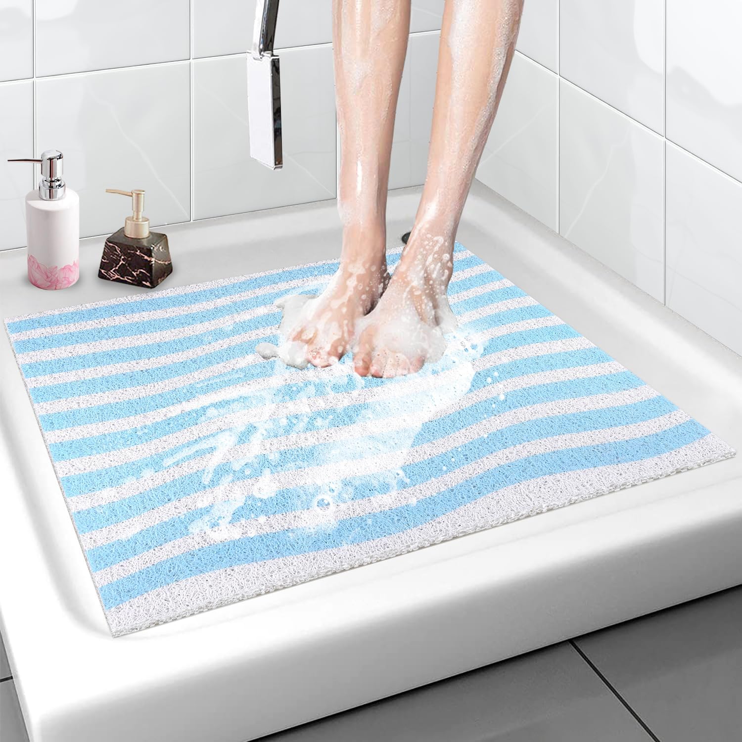 Amazon.com: Non Slip Shower Mat, 24x24 Inch, Soft Comfortable Shower ...