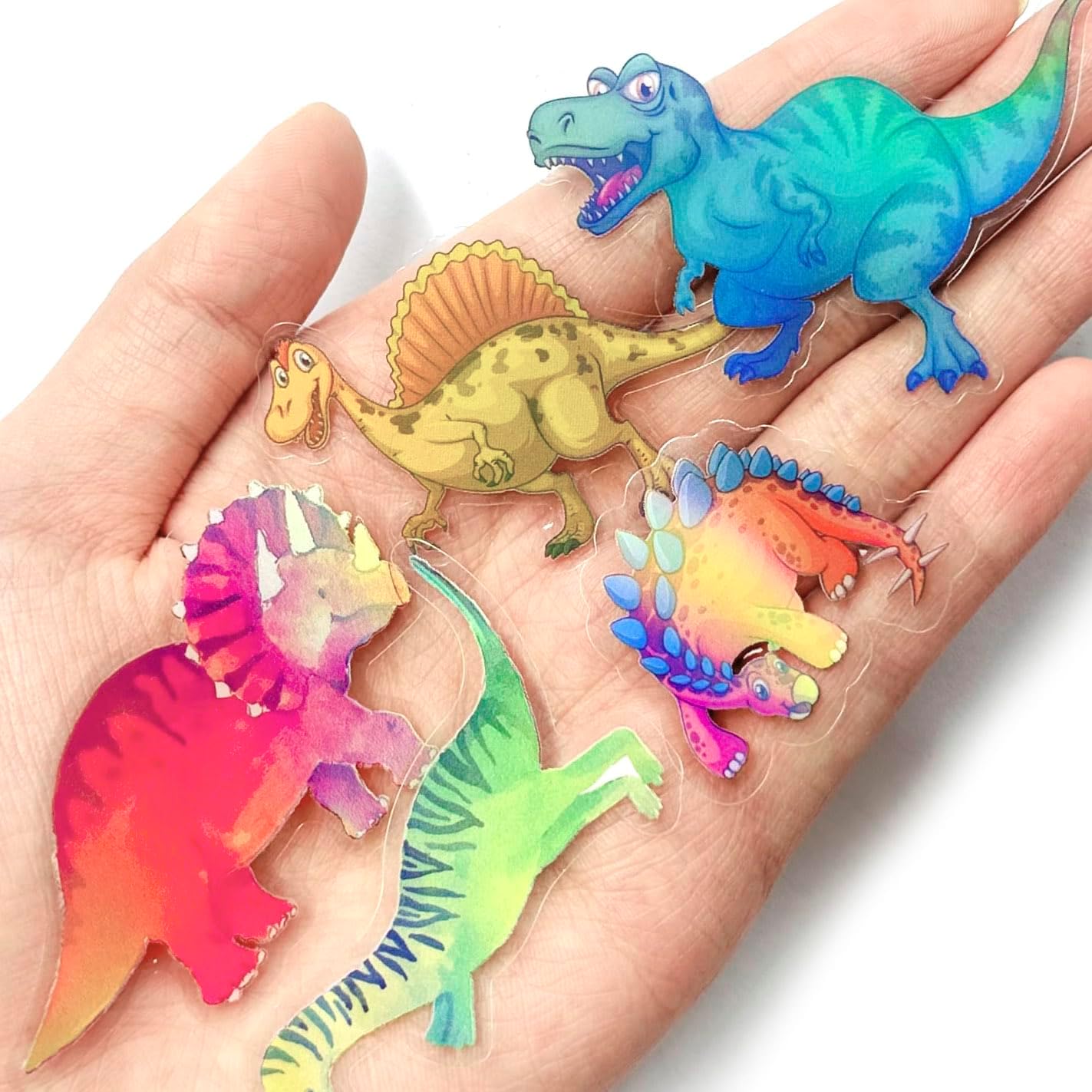 Amazon.com: 100Pcs Holographic Dinosaur Stickers Nature Decorative ...