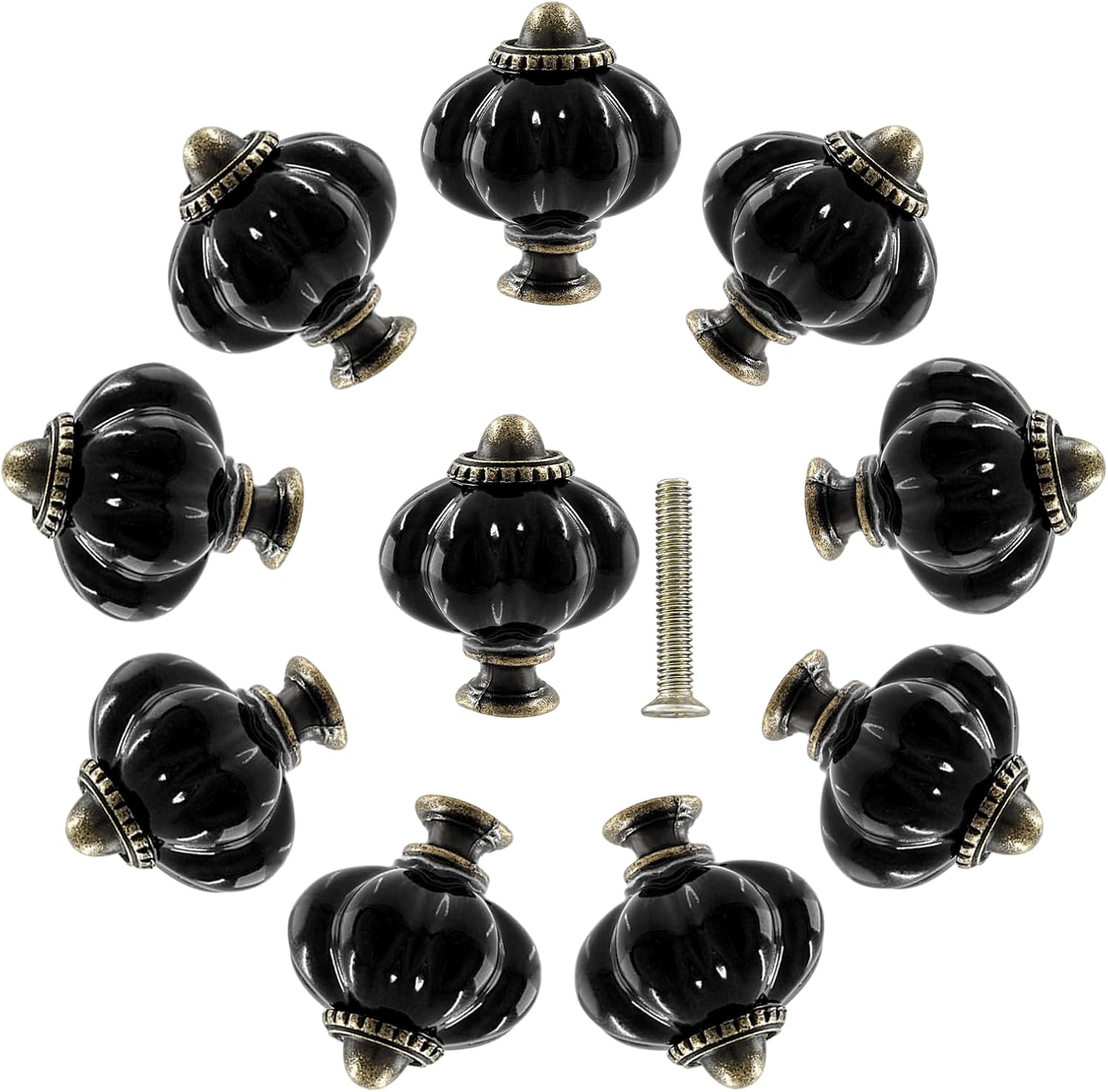 Aracombie 10Pcs Pumpkin Knobs,Vintage Ceramic Knobs for Cabinet and ...