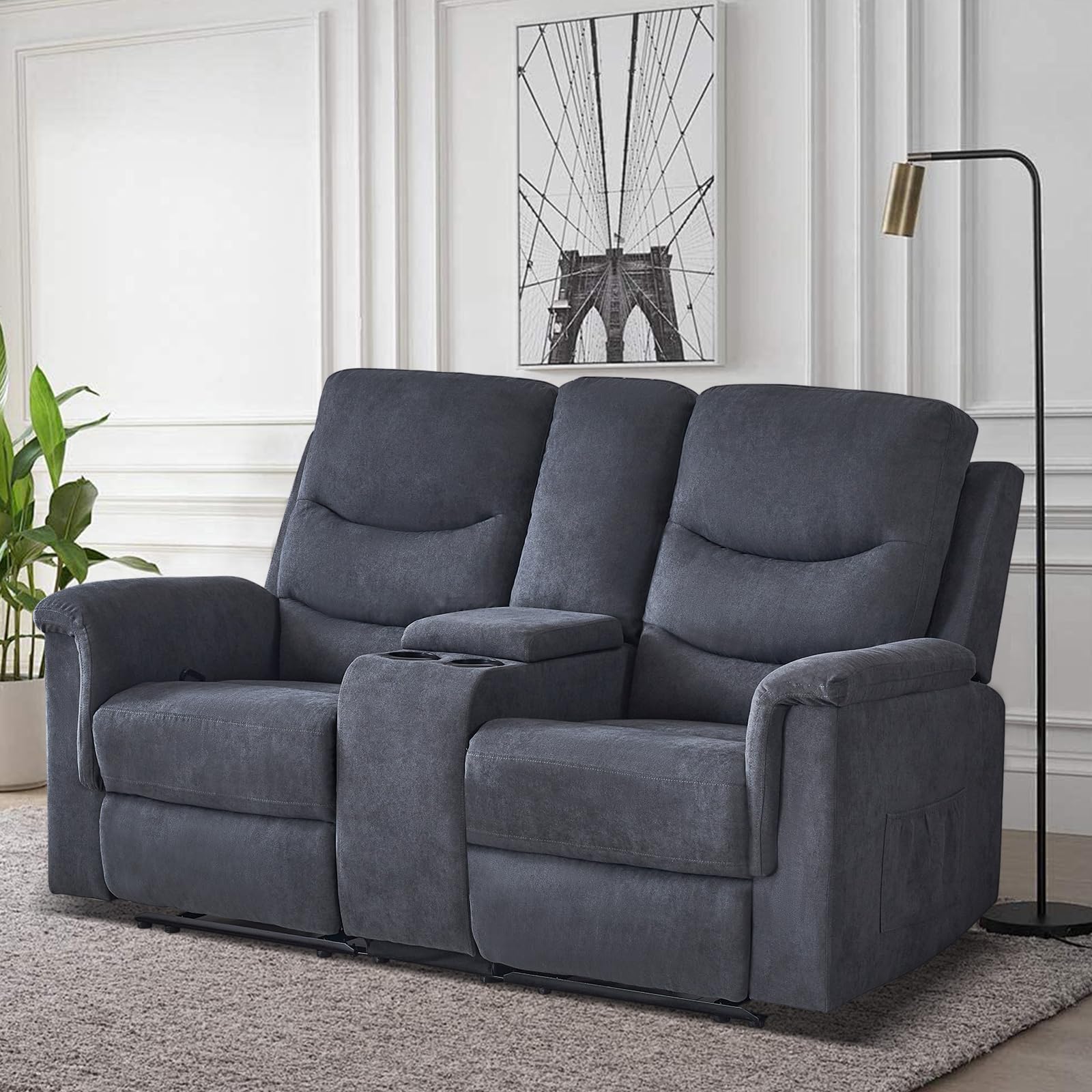 Amazon.com: Consofa Reclining Loveseat, Reclining Loveseat with Console ...