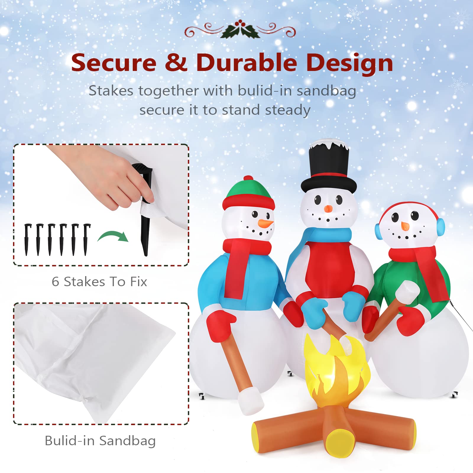 Snapklik.com : VINGLI 6FT Inflatable Christmas Decoration, Three ...