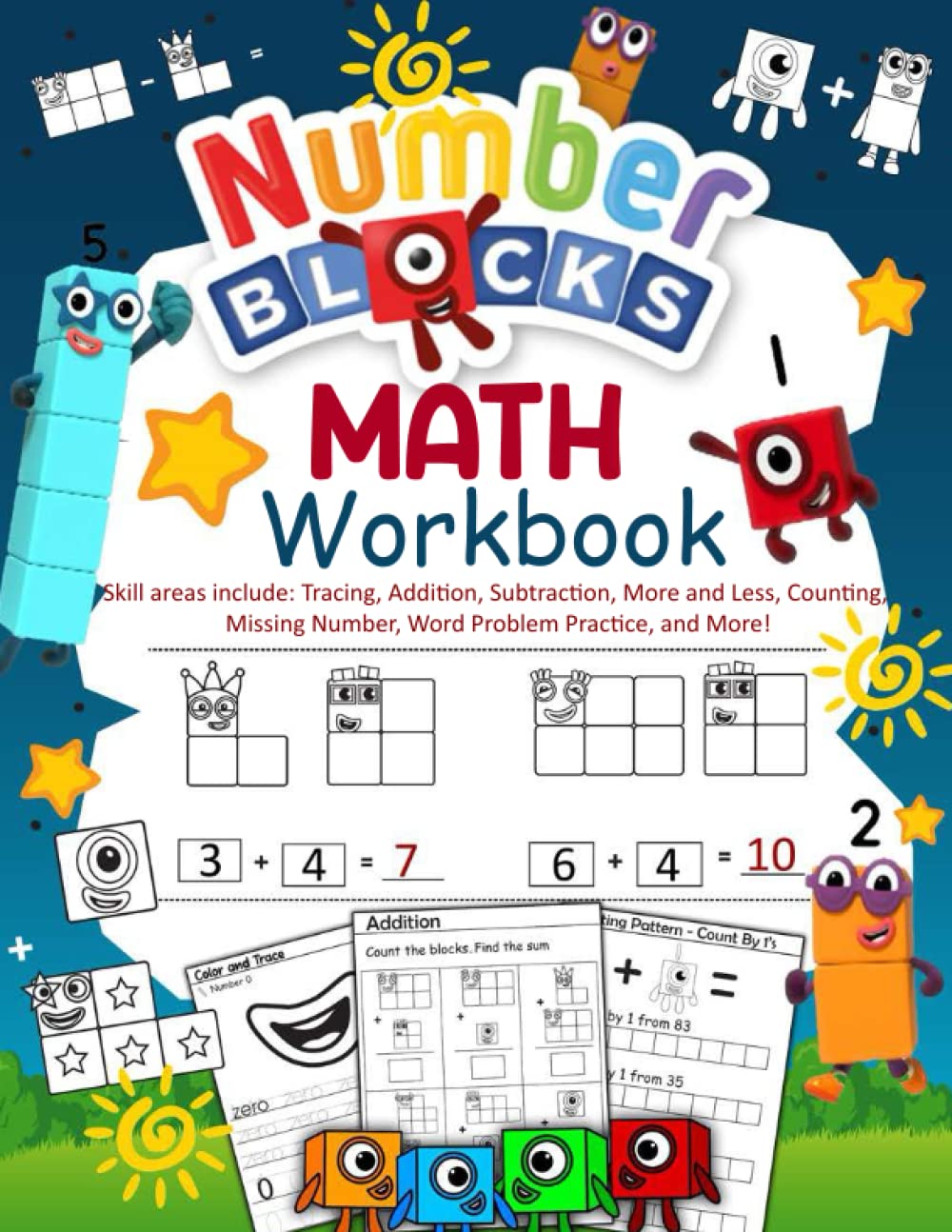 Numberblocks Math Workbook Math Workbook Coloring And Tracing More Less ...