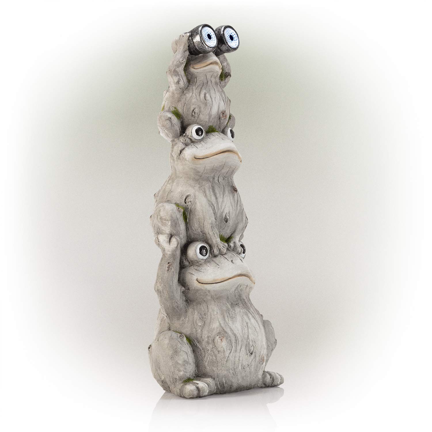 Alpine Corporation QWR848SLR Solar Three Stack Frogs Statue w/LED Light ...
