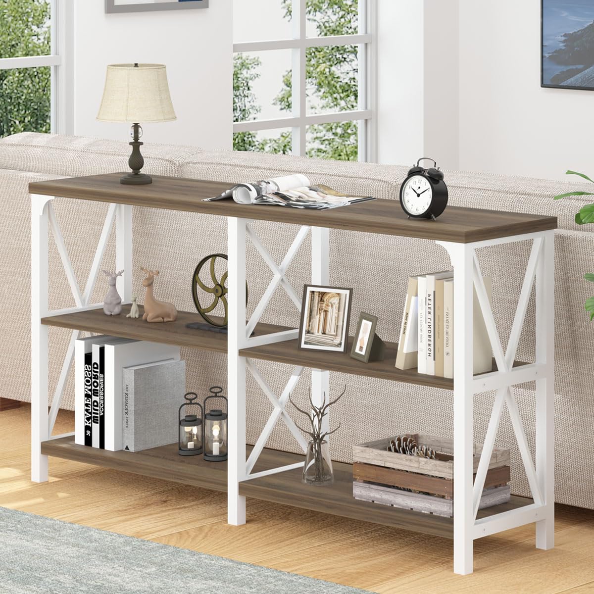 Amazon.com: LVB Farmhouse Entryway Table, Industrial Wood Sofa Table ...