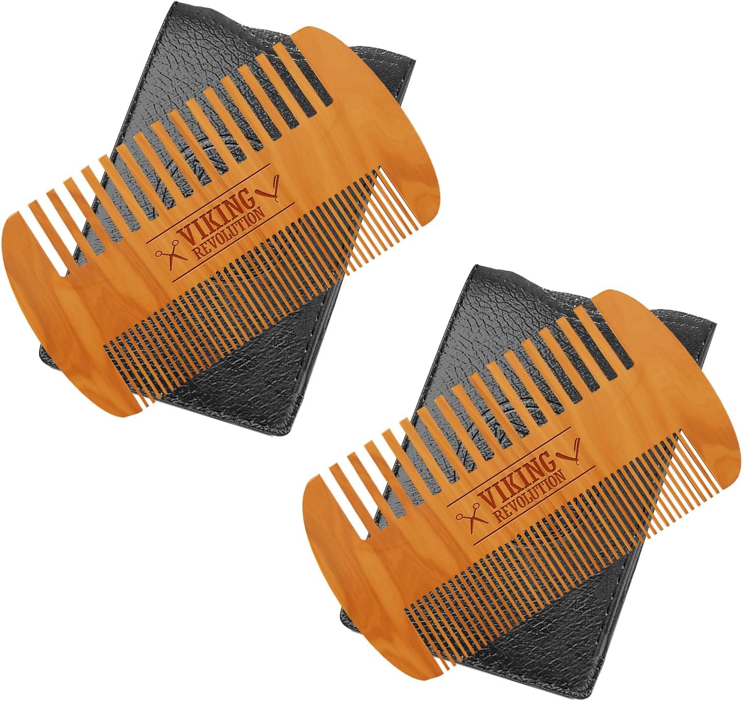 Amazon.com : Viking Revolution Wooden Beard Comb & Case, Dual Action ...