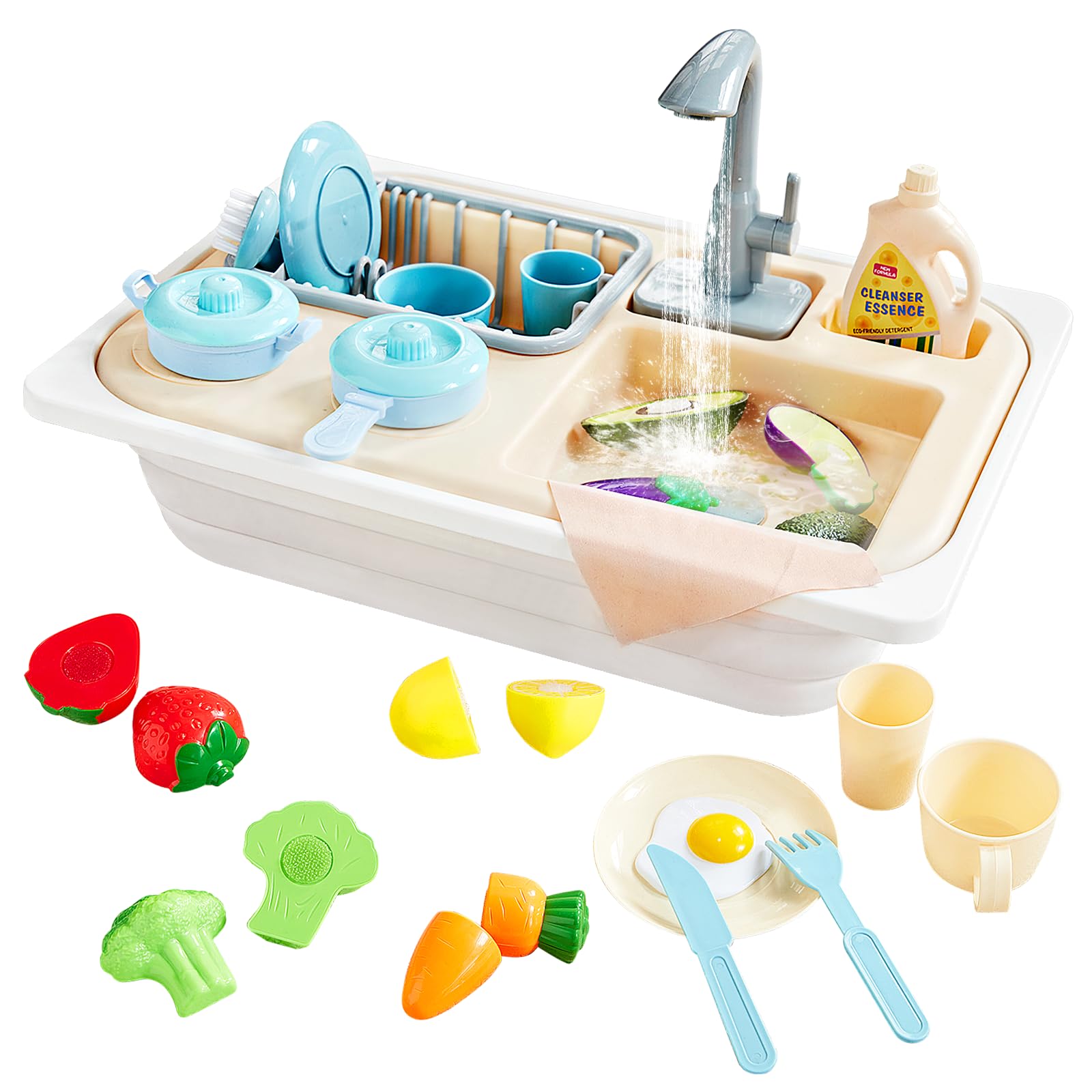 Snapklik.com : Beright Play Kitchen Sink Toys For Toddlers, Upgraded Faucet