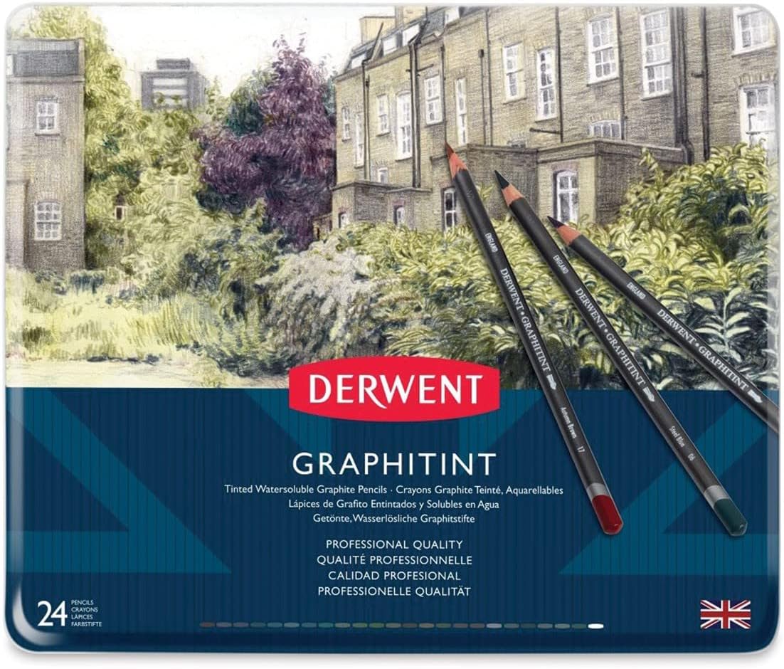 Derwent Graphitint Tinted Graphite Drawing Pencils, Set Of 24 ...
