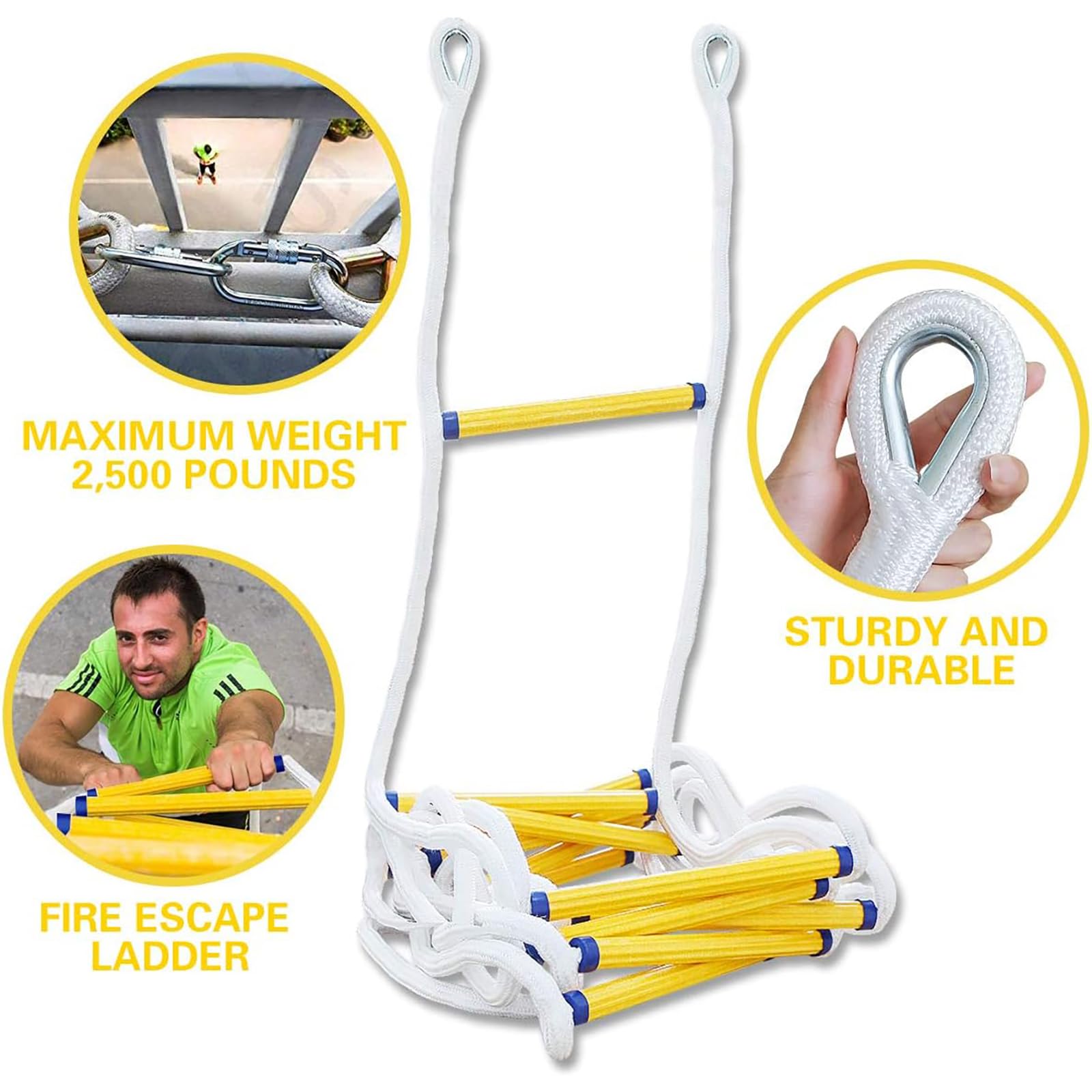 Snapklik.com : Rope Ladder, 16 FT Fire Escape Ladder 2 Story Flame ...