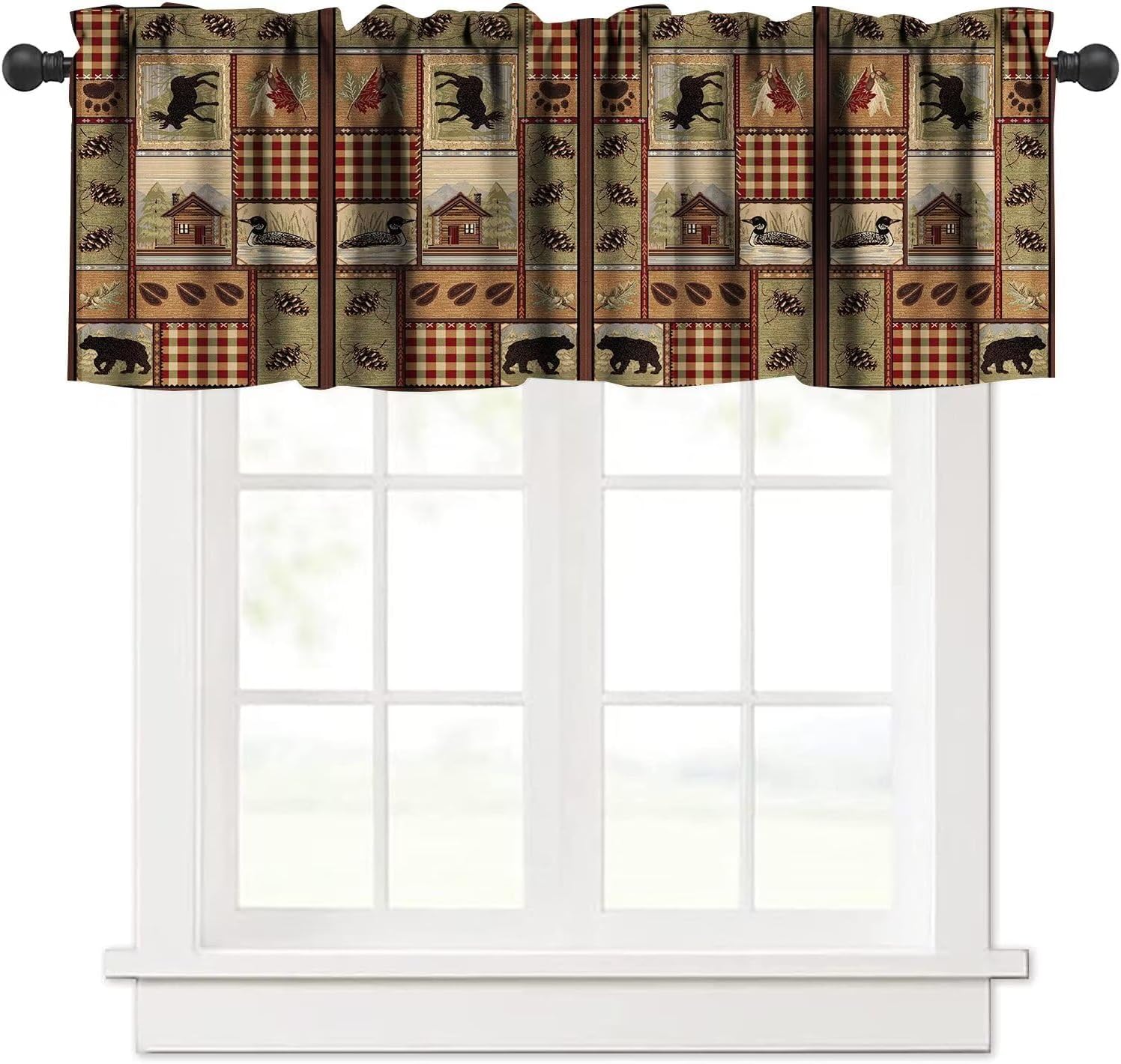 Amazon.com: Retro Animal Kitchen Curtain Valance, Forest Wildlife Elk ...