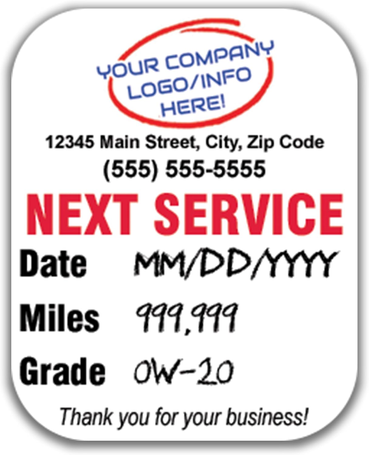 Amazon.com: Curb-N-Sign® Up to 5000 Custom Oil Change Stickers with ...
