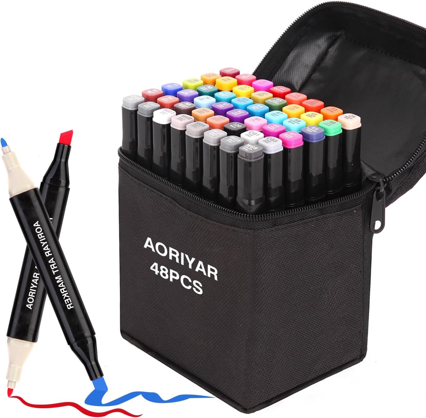 Aoriyar 48 Colors Dual Tip Twin Marker Pens Set - Permanent Graphic ...