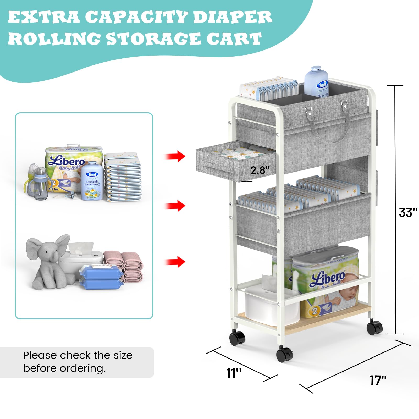 Baby Clothes Organizer Baby Diapers 2In1 Baby Diaper Caddy & 3-Tier ...