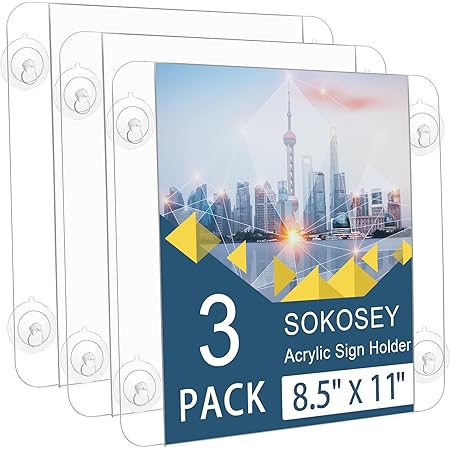 Amazon.com : 3 Pack Acrylic Window Sign Holder,Acrylic Window Wall Sign ...