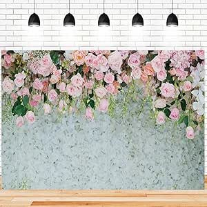 Amazon.com : 5x3Ft Floral Wedding Backdrops Pink Flowers Baby Bridal ...