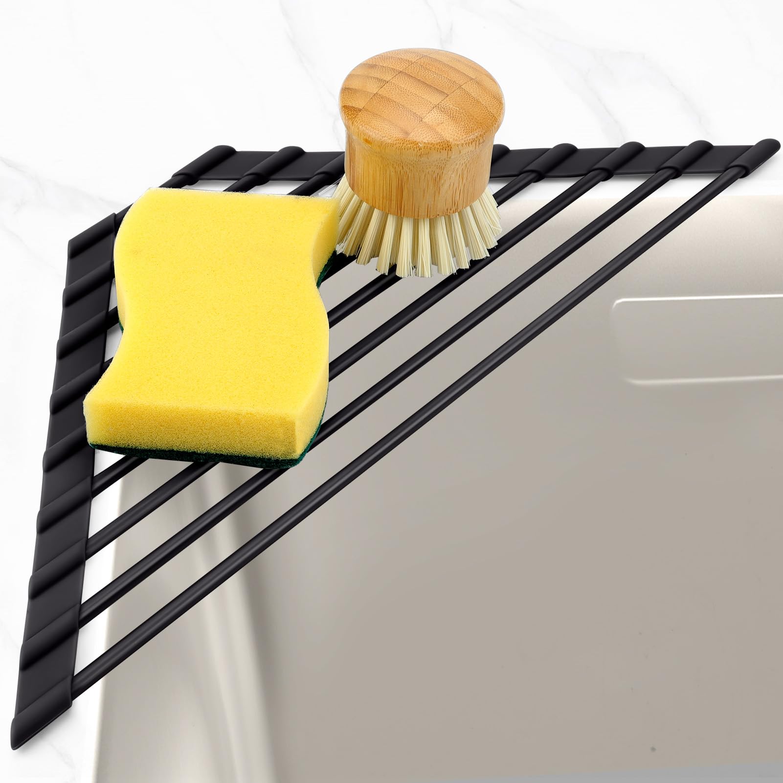 Snapklik.com : MERRYBOX Triangle Roll Up Dish Drying Rack Over The Sink, 2025 Anti-Rust Sink ...
