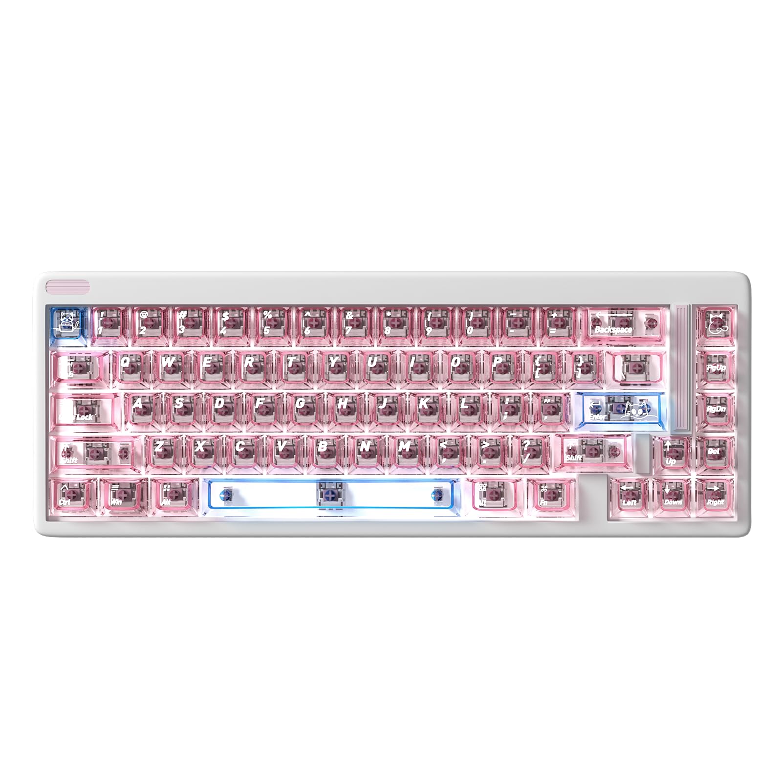 Amazon.com: JSJT Crystal Clear Keycaps,Pink Transparent Keycaps 75 ...