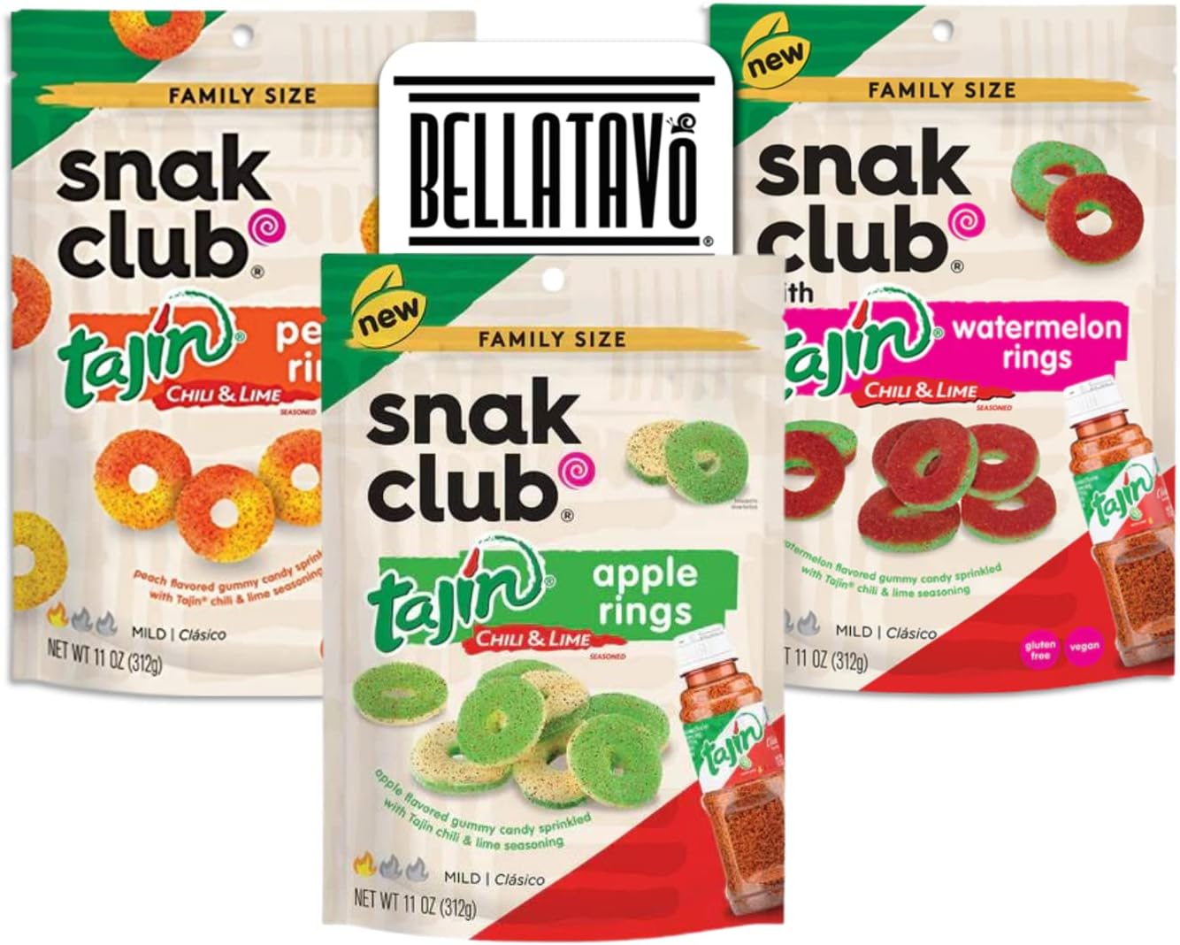 Gummy Rings Bundle. Includes Three-11 Oz Family Size Bags of Snak Club ...