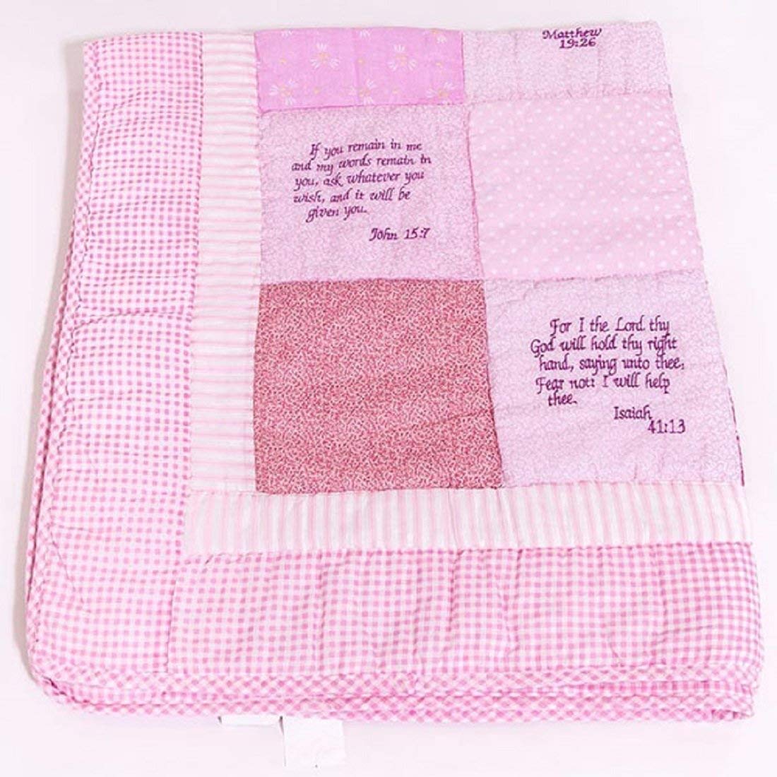 Amazon.com: Personalized Embroidered Scripture Pink Quilt