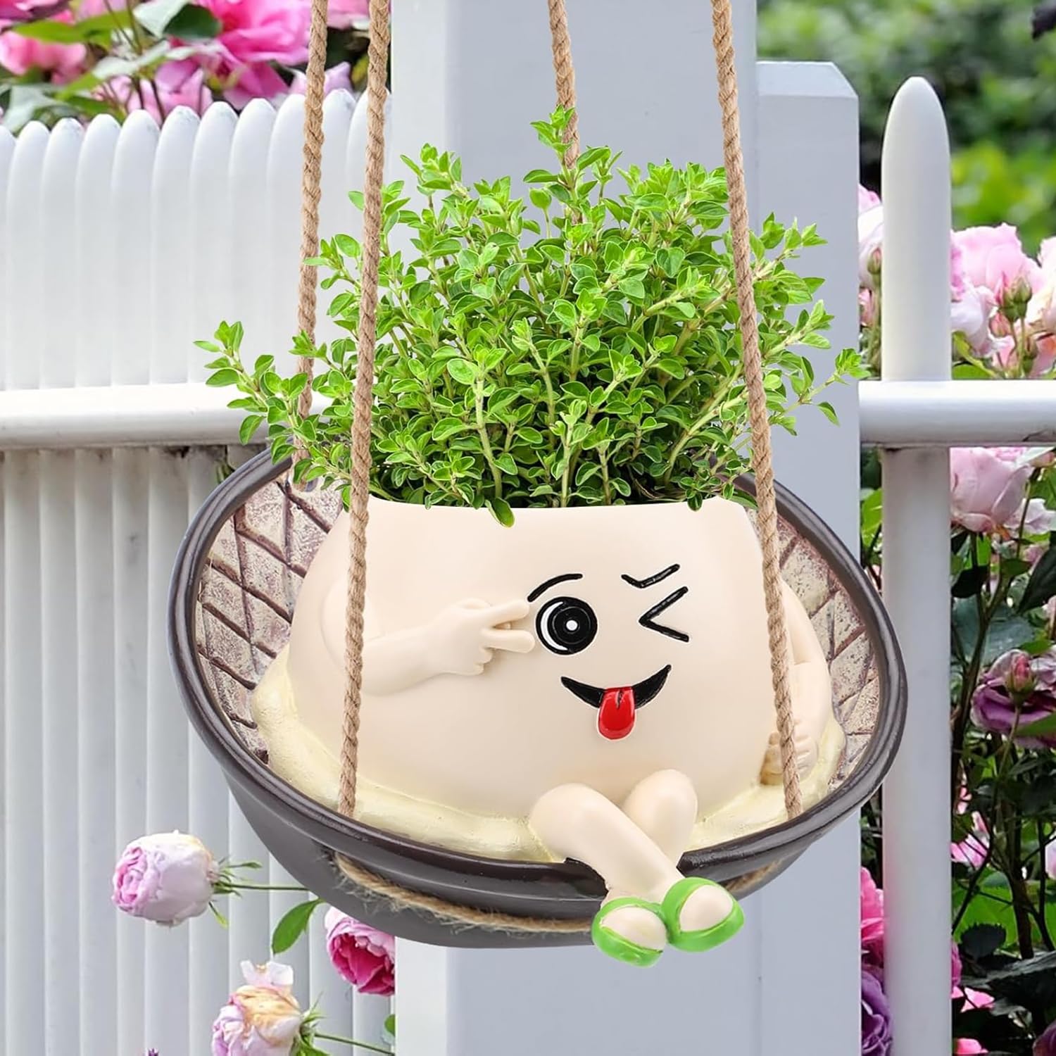 Amazon.com: KIUGCO Hanging Planters for Indoor Outdoor Plants, Glossy ...