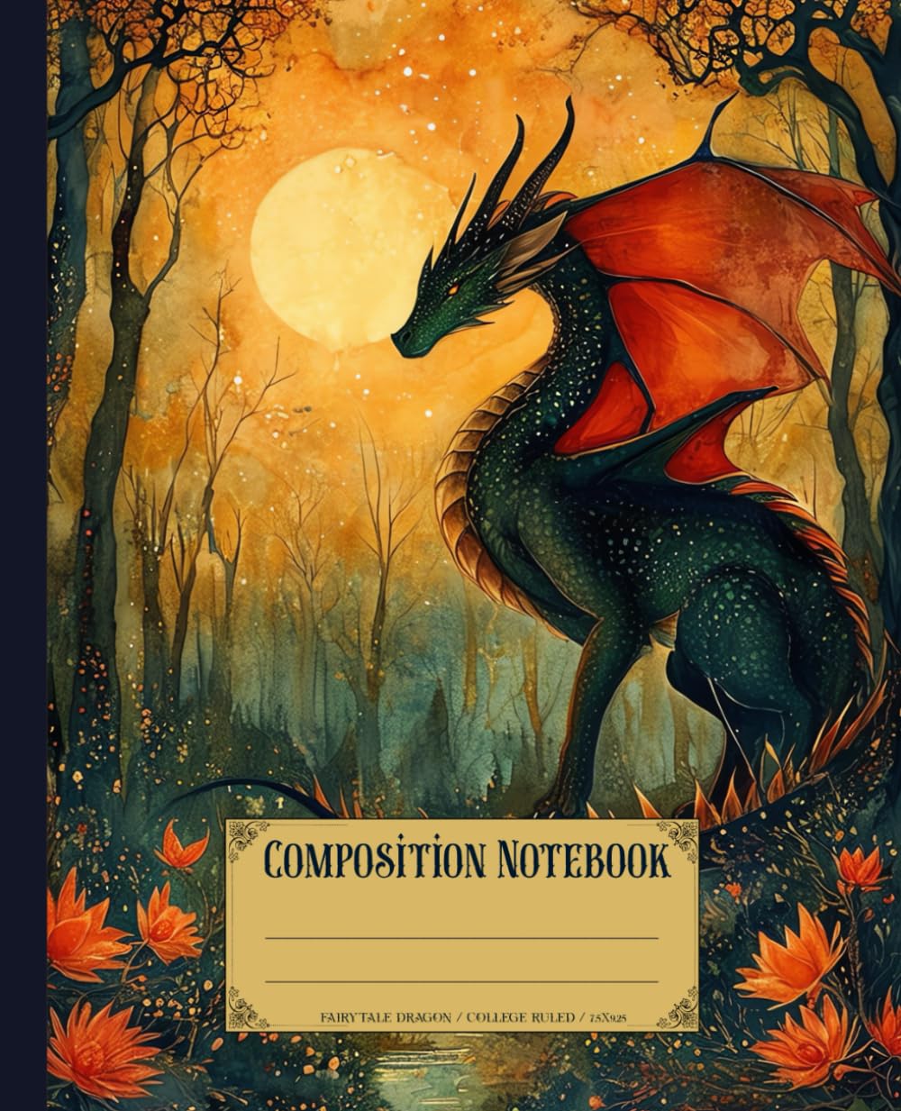 Composition notebook. Fairytale dragon: Vintage fairycore mythical ...