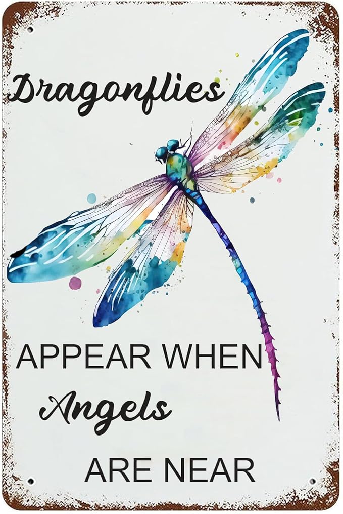 Amazon.com: Vintage Tin Signs Dragonflies Appear When Angels Are Near ...