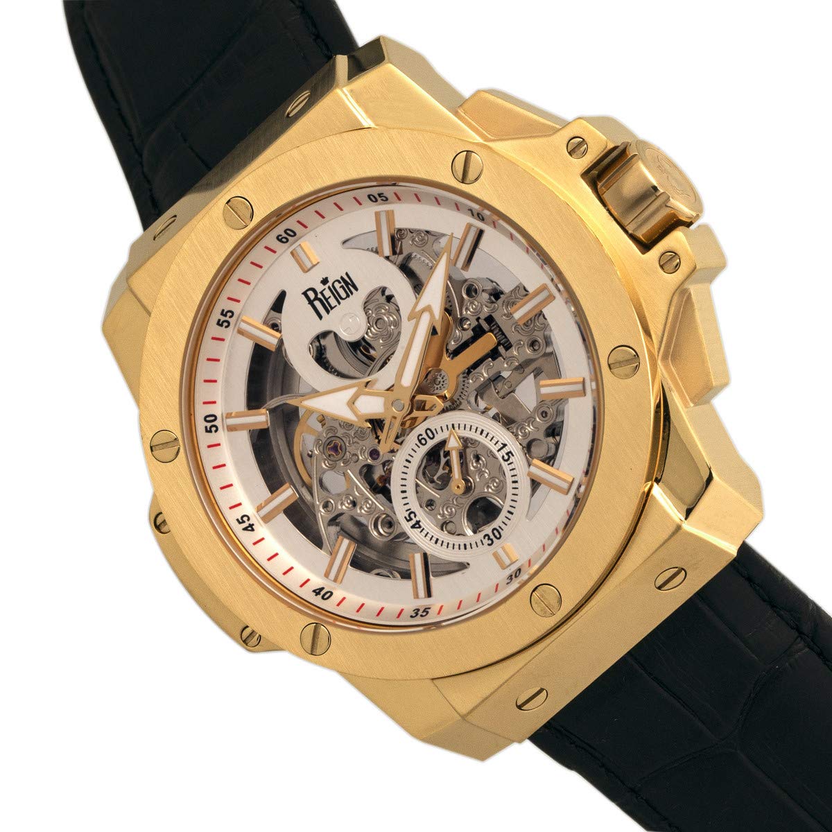 Snapklik.com : Reign Commodus Automatic Skeleton Leather-Band Watch