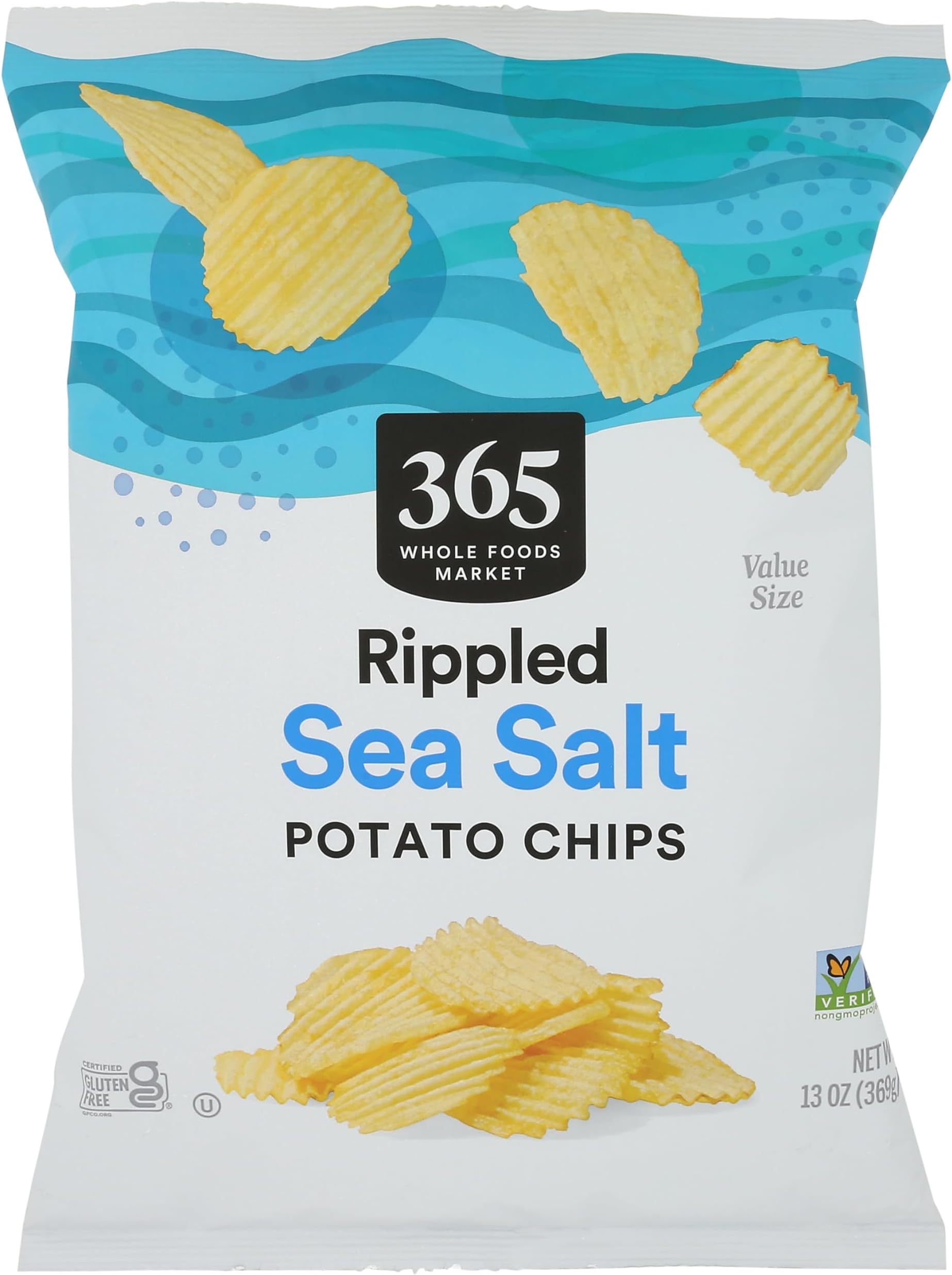 Amazon.com: 365 By Whole Foods Market, Potato Chips Rippled Sea Salt ...