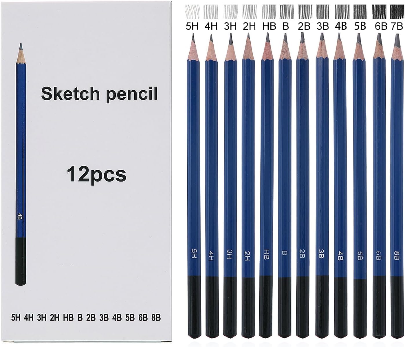 YPYMOD 12 Pcs Drawing Pencils, Sketching Pencils Set, 5H 4H 3H 2H HB B 2B 3B 4B 5B 6B 8B ...