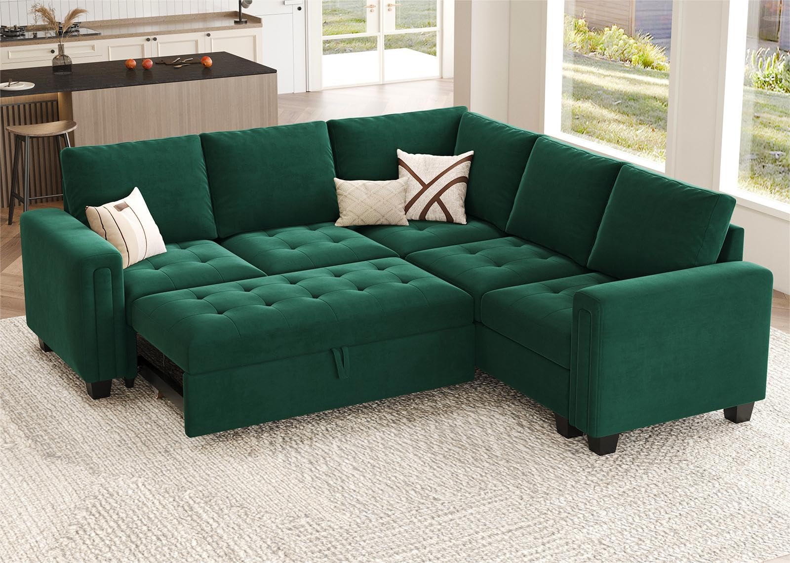 Amazon.com: Belffin Modular Sectional Sleeper Sofa with Pull Out Couch ...