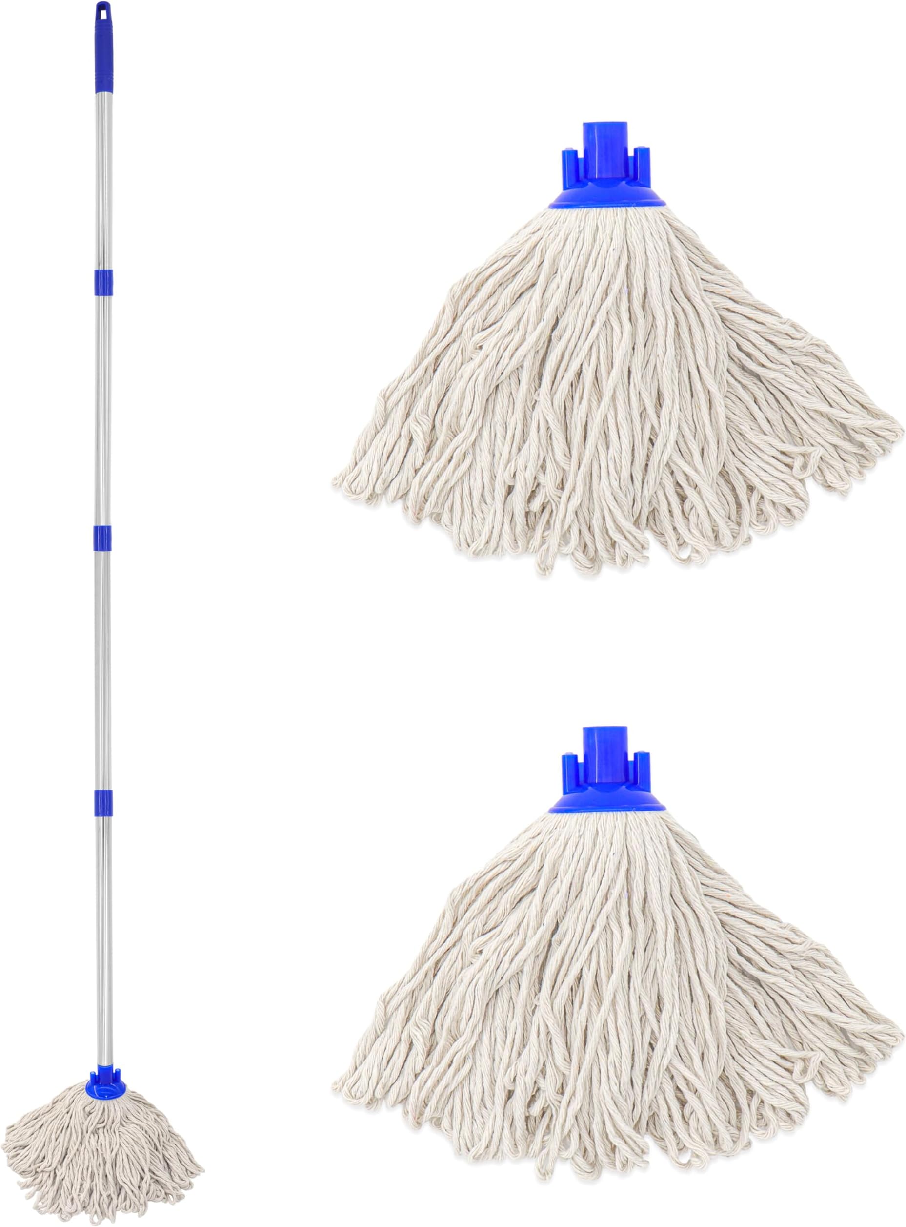 Amazon.com: Cotton Cloth Mop, 4 Section Stainless Steel Pole + Two ...