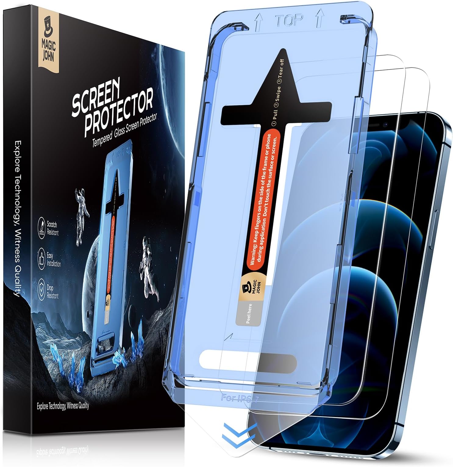 MAGIC JOHN 2 Pack for iPhone 12 Pro Max 6.7 inch Tempered Glass Screen ...