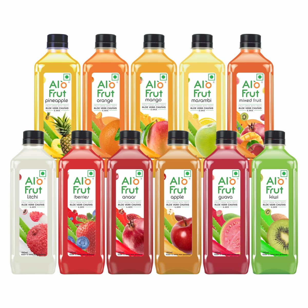 Alo frut Fruits Drink with Tasty Aloevera Chunks & Juice 150 ml - Pack ...