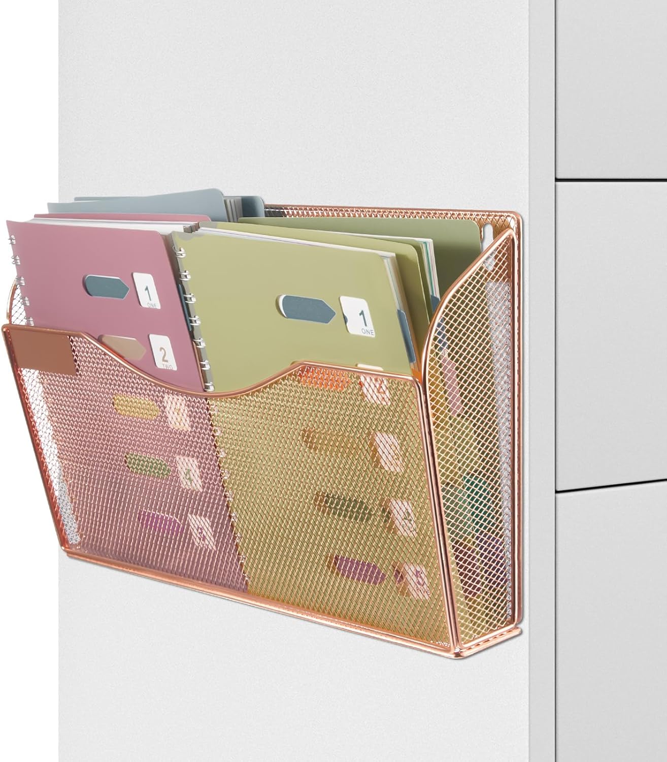 Amazon.com : 1-Tier Rose Gold Magnetic File Holder No Drilling ...