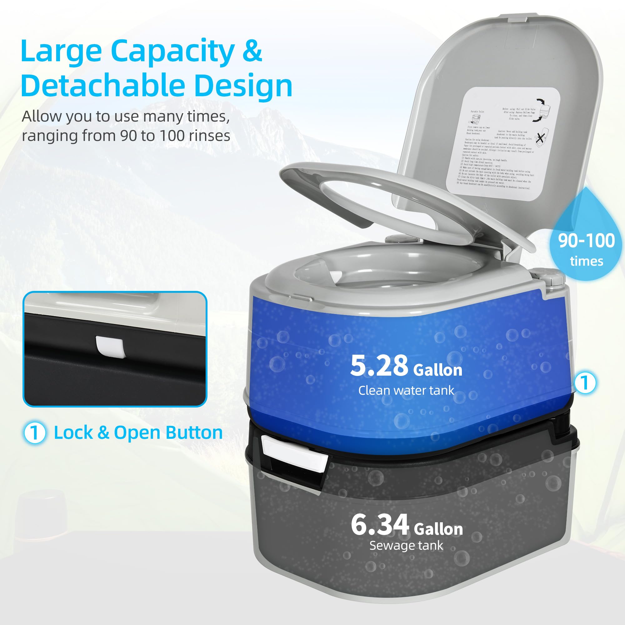 Snapklik.com : YITAHOME Portable Toilet 6.34 Gallon Camping Porta Potty