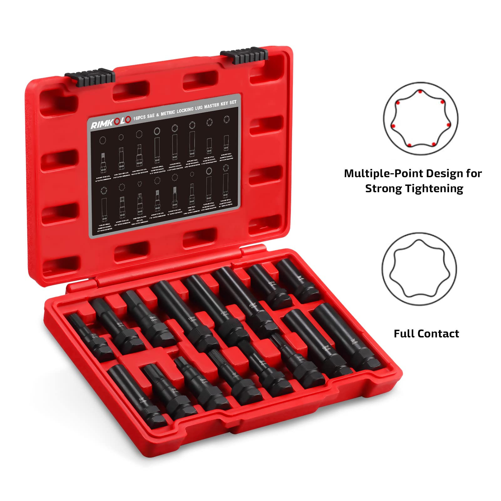 Snapklik.com : 16-Piece Locking Lug Master Key Set, SAE And Metric ...
