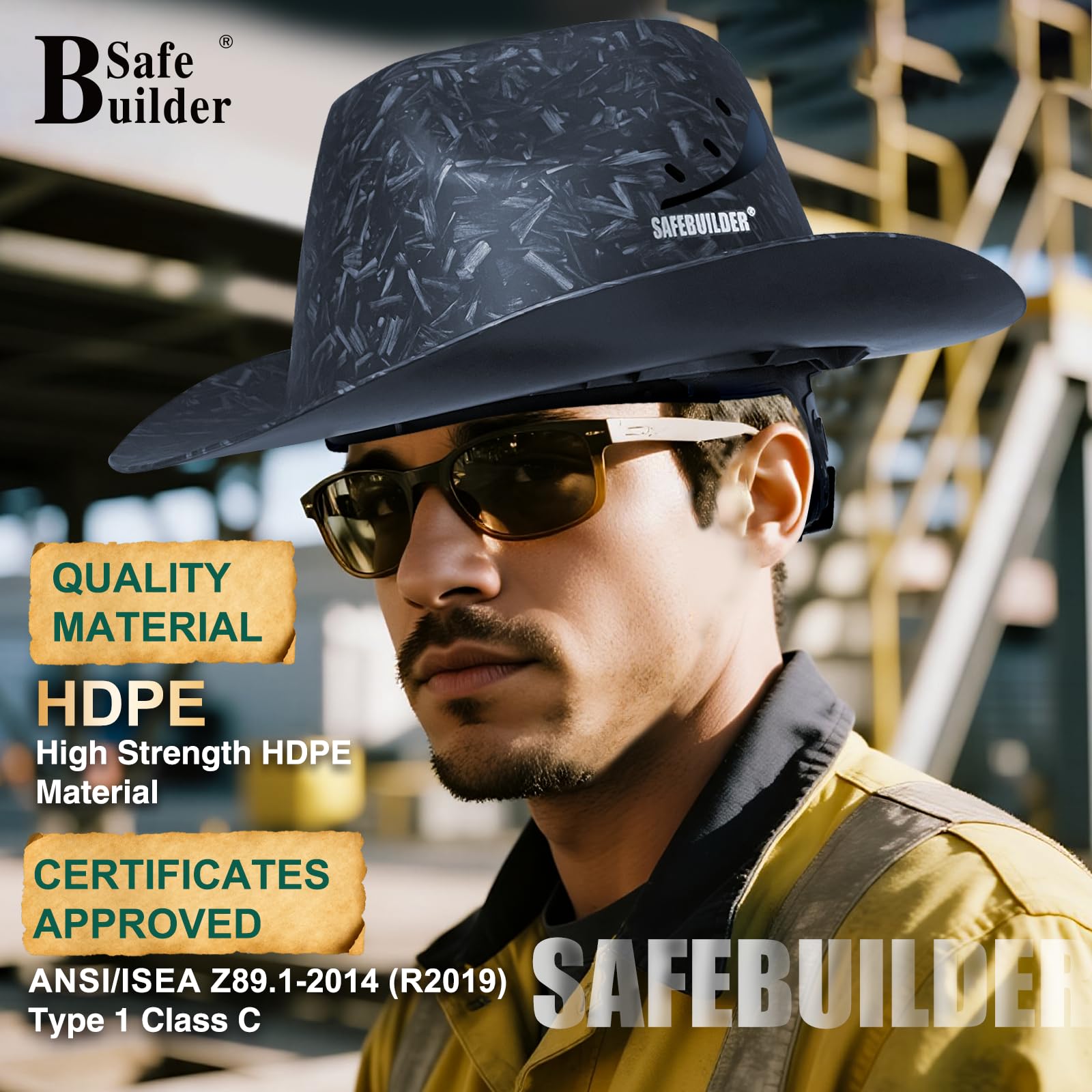 Snapklik.com : SAFEBUILDER Cowboy Style Hard Hat Class C Safety Helmet ...