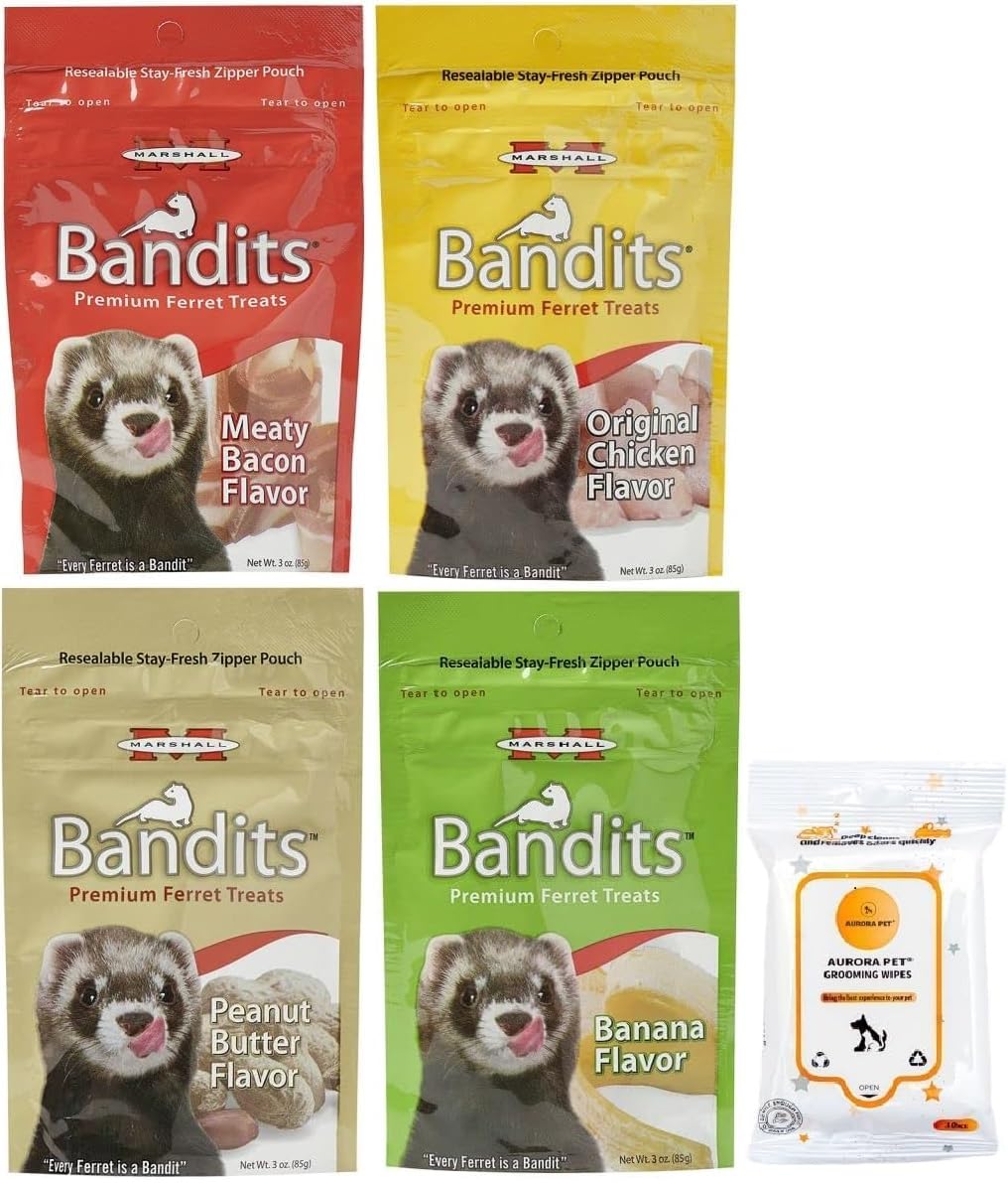 Amazon.com : Aurora Pet Variety (4) Bandits Premium Ferret Treats (3-oz ...