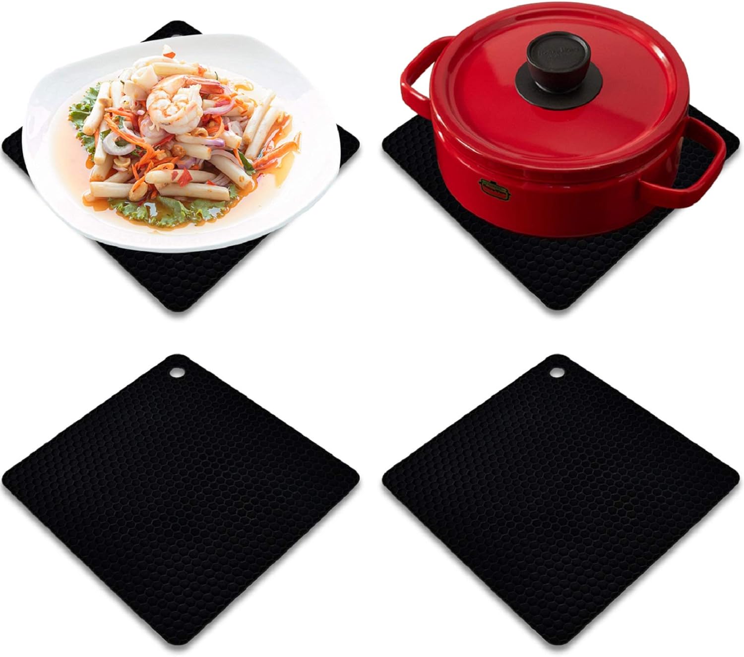 Silicon Pot Holder, Silicone Trivet Mats 4 PACK, Prep Solutions ...