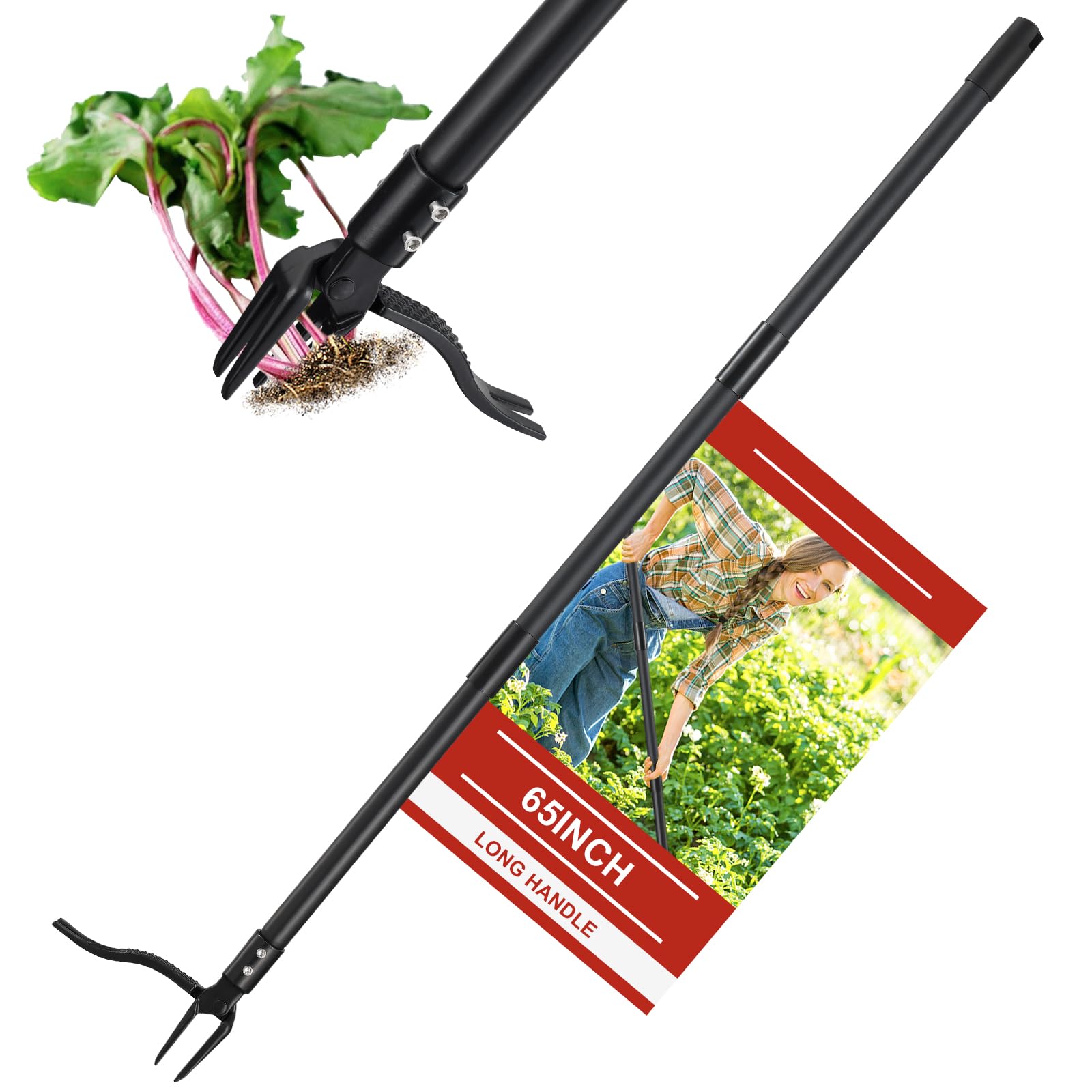 Amazon.com : Stand Up Weed Puller Tool - 38 to 65" Long Handle Weed ...