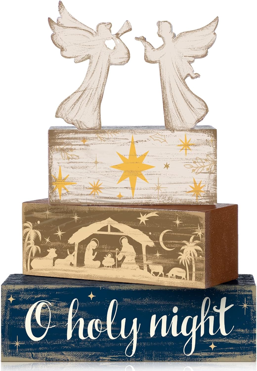 Amazon.com: Moucuny 4 Pcs Christmas Angel Table Decor Christmas Wooden ...