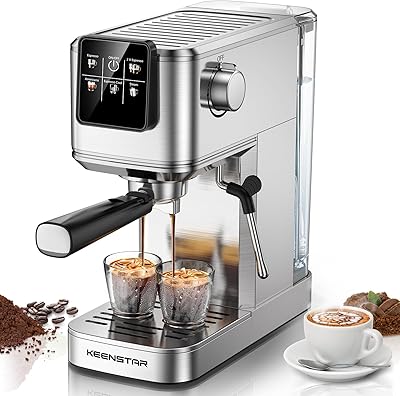 Amazon.com: Mecity 20 Bar Espresso Machine with Milk Frother, Brushed ...
