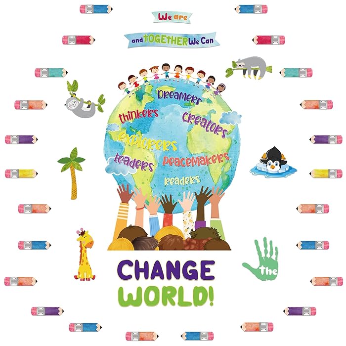 Buy 75 Pieces Change the World Bulletin Board Decoration We Are and ...