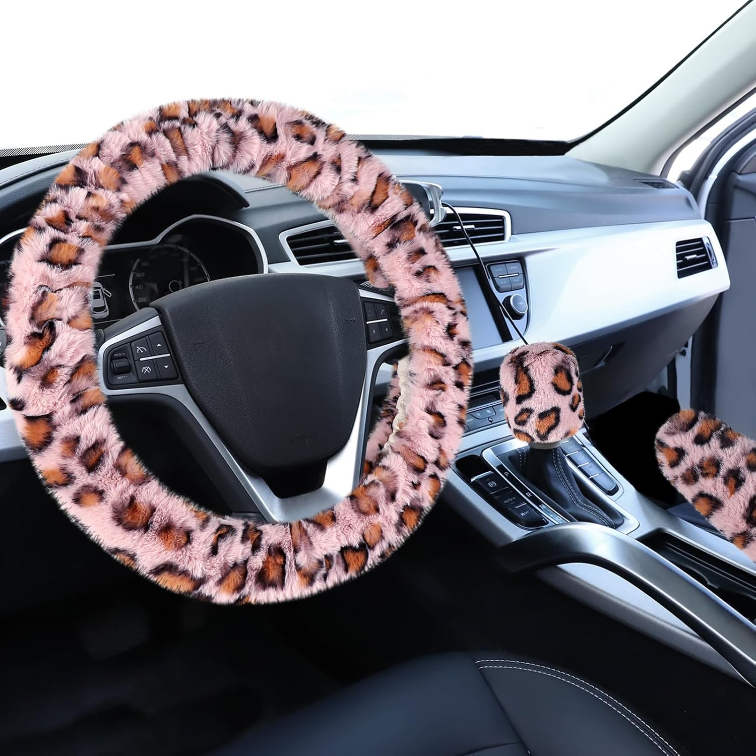 Amazon.com: Accmor Fuzzy Steering Wheel Cover, Universal Fit Fur Car ...