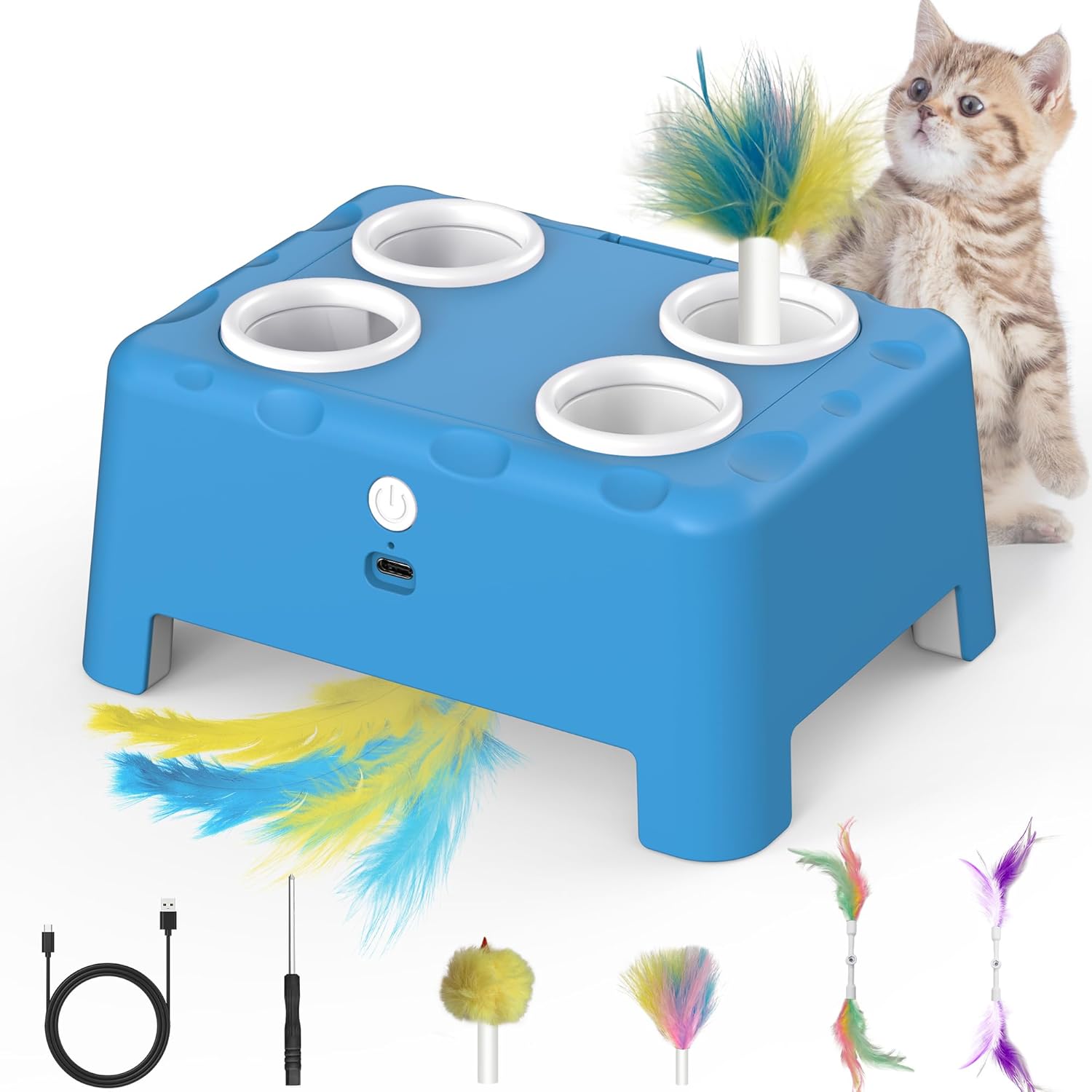 Amazon.com : Bolpetizo Interactive Cat Toys, 2-in-1 Automatic Cat Toy ...