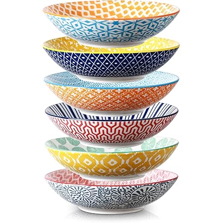 Amazon.com | KitchenTour Pasta Bowls 26 Ounce, Porcelain Salad Bowls ...
