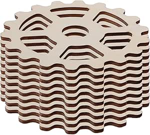 Amazon.com: SEWACC 10 Pcs Unfinished Wood Gear Shape Wood Slices DIY Blank Wood Slices Wooden ...