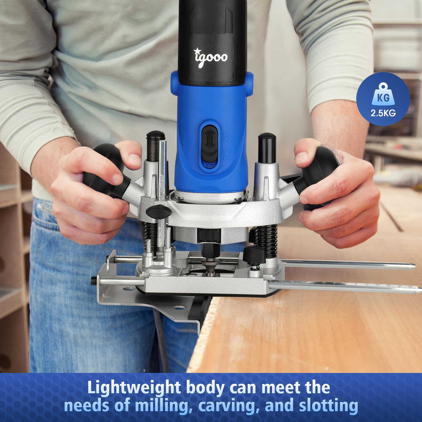 Snapklik.com : Igooo ER850 AC Electric Plunge Woodworking Router Kit, 6 ...